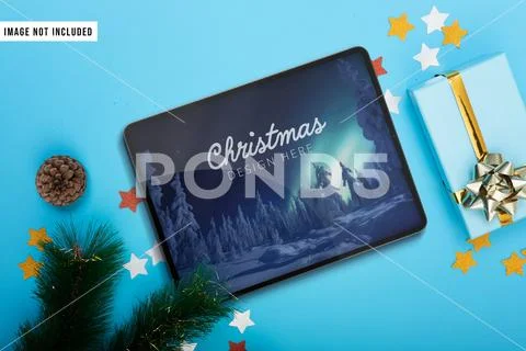 PSD Template: Christmas Tablet Screen Mockup #253401357