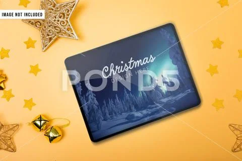 PSD Template: Christmas Tablet Screen Mockup #253401439