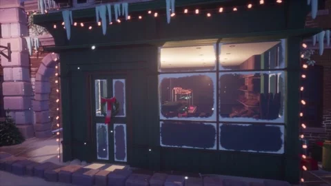 Christmas Town in the Night, Candy Store... | Stock Video | Pond5
