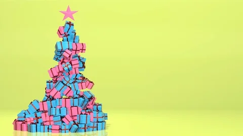 Christmas tree of gifts appearing. Merry... | Stock Video | Pond5