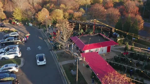 Christmas tree lot in the local shopping... | Stock Video | Pond5