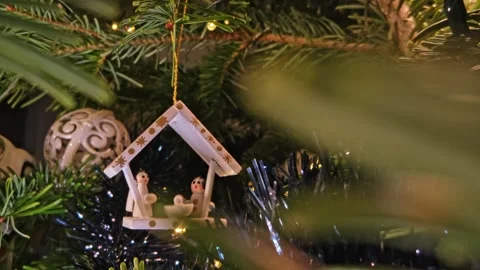 Christmas Tree Nativity Scene Bauble and... | Stock Video | Pond5