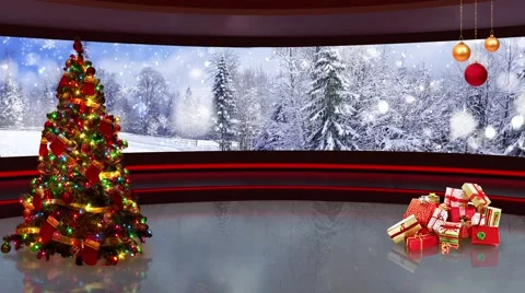 Christmas TV Studio Set 04 - Virtual Gre... | Stock Video | Pond5