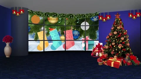 Christmas TV Studio Set 103- Virtual Gre... | Stock Video | Pond5