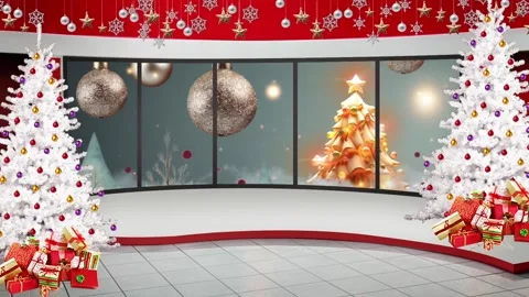 Christmas TV Studio Set 106- Virtual Gre... | Stock Video | Pond5