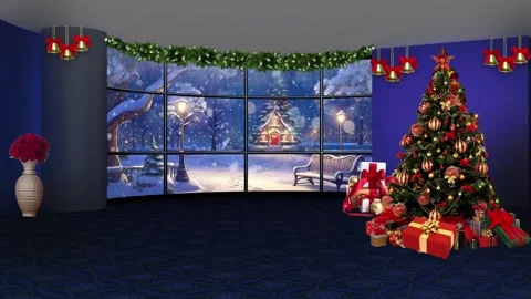Christmas TV Studio Set 108- Virtual Gre... | Stock Video | Pond5