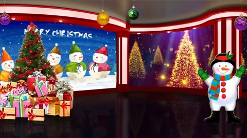 Christmas TV Studio Set 56- Virtual Gree... | Stock Video | Pond5
