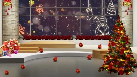 Christmas TV Studio Set 58- Virtual Gree... | Stock Video | Pond5