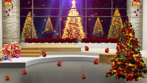 Christmas TV Studio Set 59- Virtual Gree... | Stock Video | Pond5