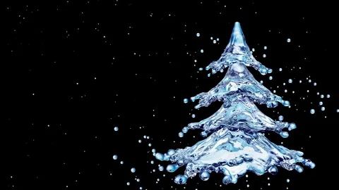 Christmas water splash tree on black bac... | Stock Video | Pond5