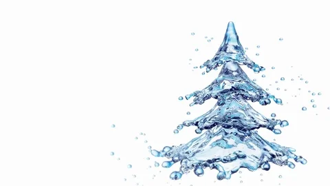 Christmas water splash tree isolated on ... | Stock Video | Pond5
