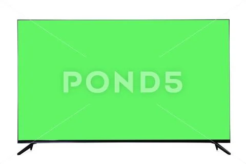 Chroma key compositing. TV with mockup green screen on white background ...