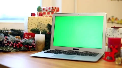 Chroma-key green screen laptop with New ... | Stock Video | Pond5
