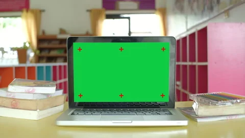 Chroma key green screen laptop computer ... | Stock Video | Pond5
