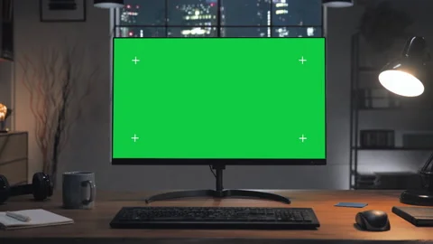 chroma key green screen pc computer on d... | Stock Video | Pond5