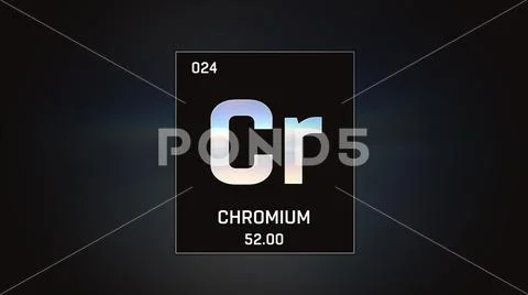 Chromium as Element 24 of the Periodic Table 3D illustration on grey ...