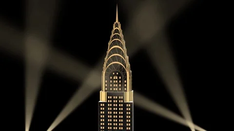 Chrysler Building view with spotlights a... | Stock Video | Pond5
