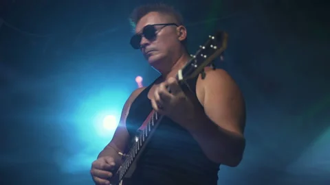 Chubby Male Rocker Musician With Electri... | Stock Video | Pond5