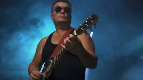 Chubby Male Rocker Musician With Electri... | Stock Video | Pond5