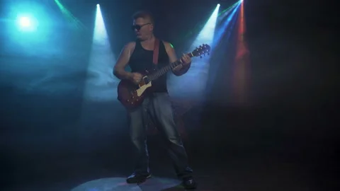 Chubby Male Rocker Musician With Electri... | Stock Video | Pond5