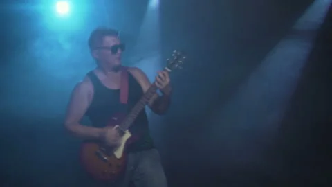 Chubby Male Rocker Musician With Electri... | Stock Video | Pond5