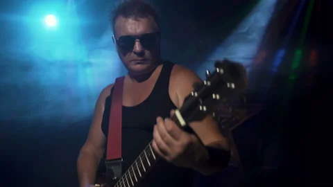 Chubby Male Rocker Musician With Electri... | Stock Video | Pond5