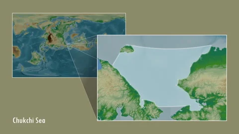 Chukchi Sea. Physical map. Patterson Cyl... | Stock Video | Pond5