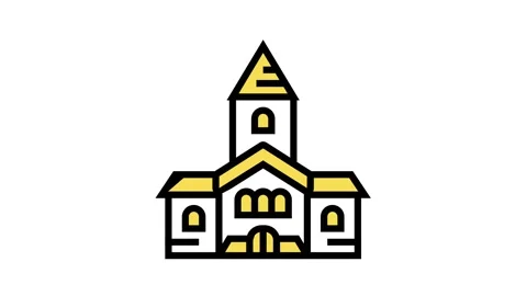 church building color icon animation | Stock Video | Pond5
