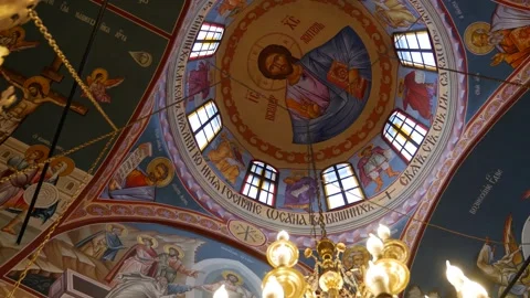 church ceiling with Jesus Christ orthodo... | Stock Video | Pond5
