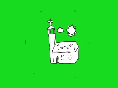 Church - Hand-Drawn - Animation - Green ... | Stock Video | Pond5