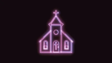 Church Icon Neon Seamless Loop with Blac... | Stock Video | Pond5