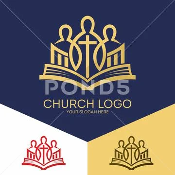 Church logo. Christian symbols. Bible, unity in Christ Jesus.: Royalty ...
