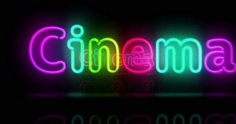 Cinema and movie neon symbol 3d flight b... | Stock Video | Pond5