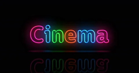 Cinema and movie symbol glowing neon 3d ... | Stock Video | Pond5