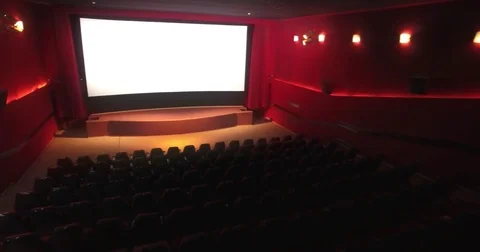 Cinema screen with open curtain and red ... | Stock Video | Pond5