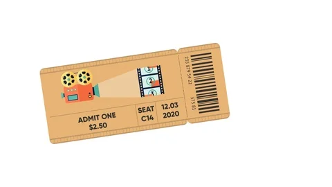 Cinema tickets animated on white backgro... | Stock Video | Pond5