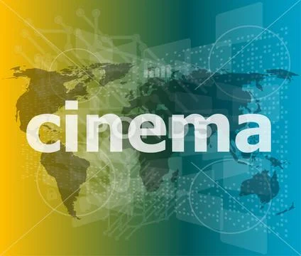 Cinema word on digital screen with world map ~ Clip Art #131088935