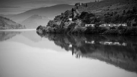 Cinemagraph Loop - Train Along River - m... | Stock Video | Pond5