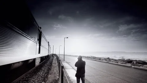 Cinemagraph Loop - Train by the Beach at... | Stock Video | Pond5