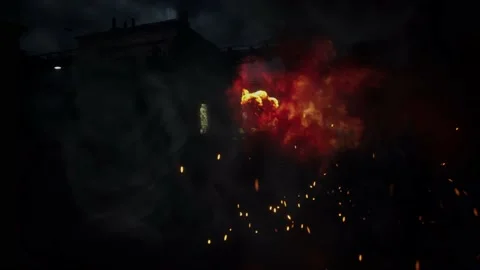 Cinematic action: hero unleashes fiery d... | Stock Video | Pond5