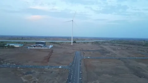Cinematic aerial view of large wind turb... | Stock Video | Pond5