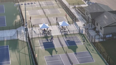 Cinematic Aerial View of Pickleball Cour... | Stock Video | Pond5
