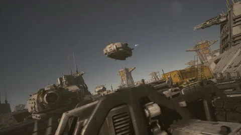 A cinematic appearance of the enemy ship... | Stock Video | Pond5