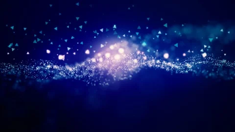 Cinematic blue moving particles with tri... | Stock Video | Pond5