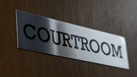 Cinematic Courtroom Door Sign, Justice C... | Stock Video | Pond5