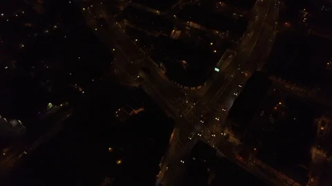 Cinematic drone shot of city streets at ... | Stock Video | Pond5