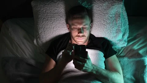 Cinematic Man Using Mobile Phone, Home L... | Stock Video | Pond5