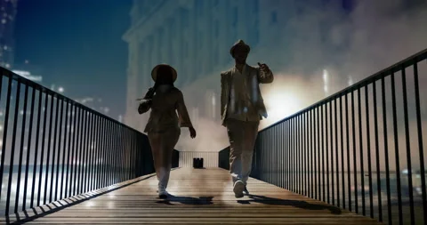 Cinematic Scene of Two People Walking on... | Stock Video | Pond5