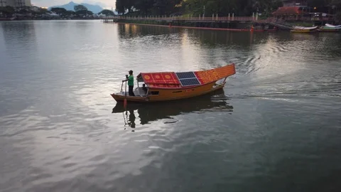 cinematic shot of boats carrying passeng... | Stock Video | Pond5