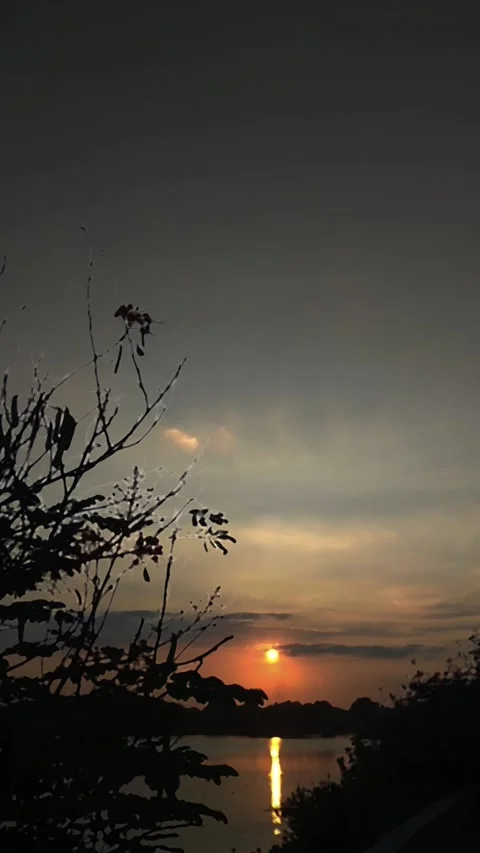 Cinematic vertical shot of sunset in 4k... | Stock Video | Pond5